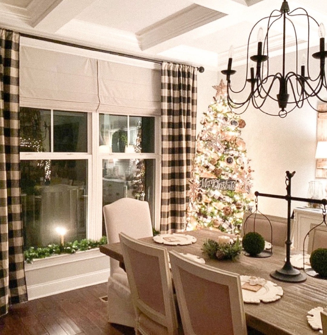1 Pair of Black Buffalo Plaid Curtains , Plaid , Buffalo Plaid , Window ...
