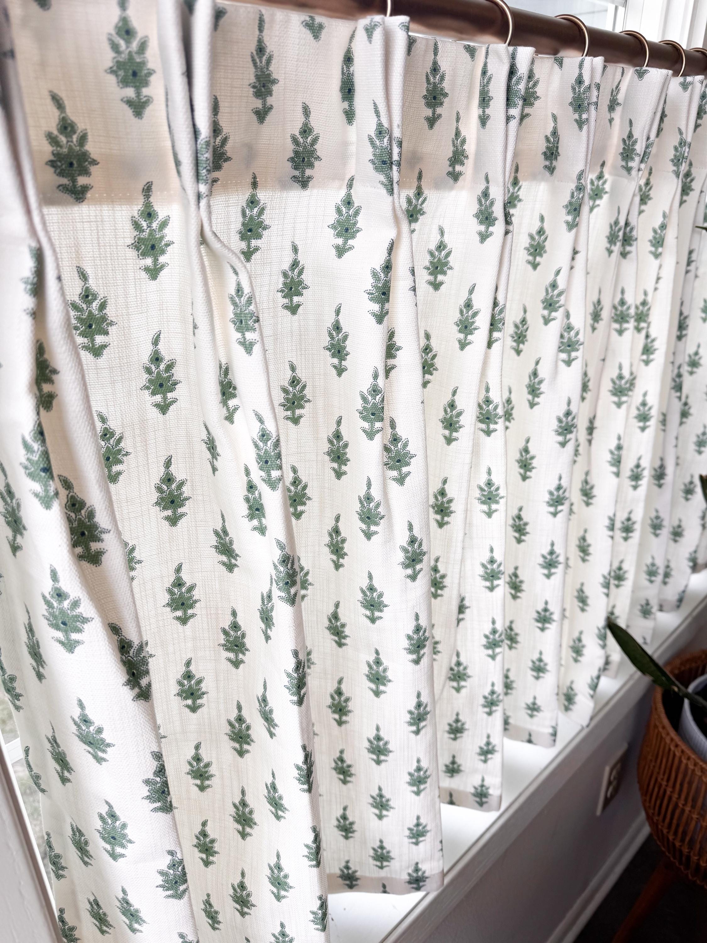Pleated Lacefield Block Print Cafe Curtain a Pop of Color for Kitchens ...