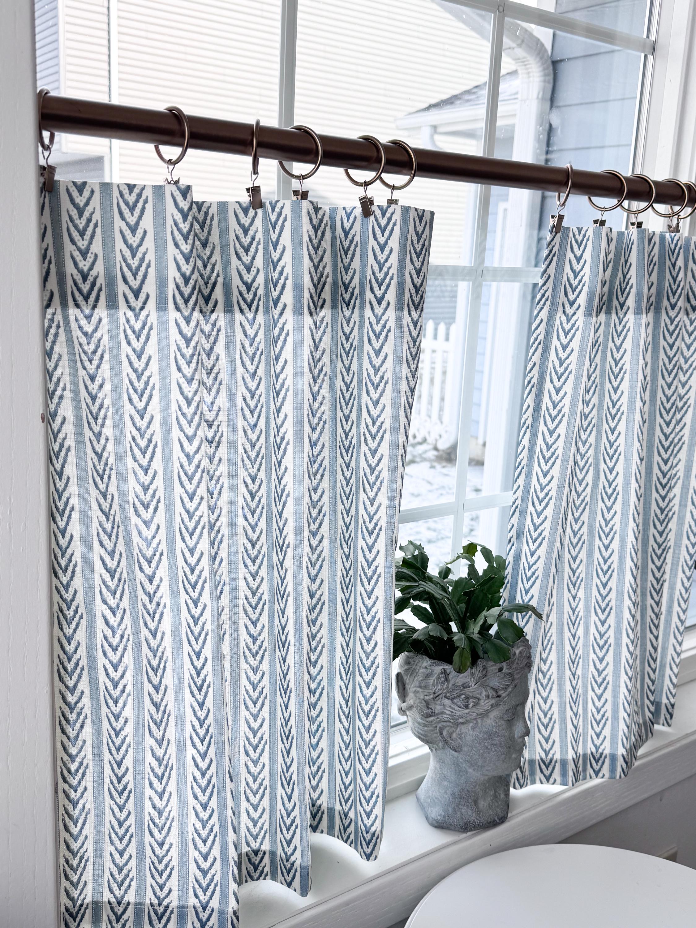 New Lacefield Stripe Print Cafe Curtain , Block Print Floral Pattern ...