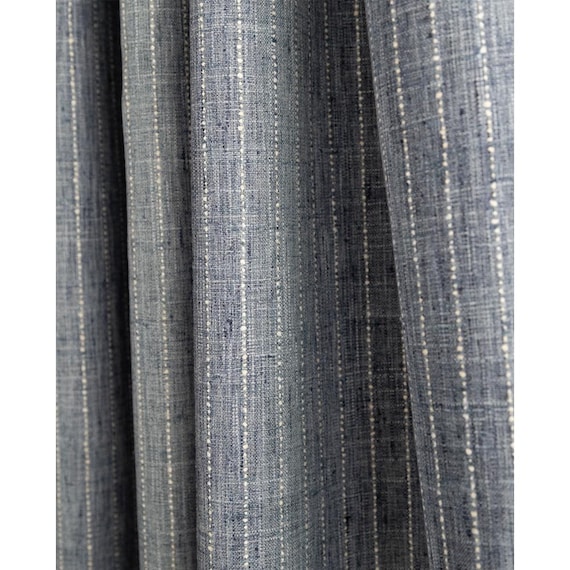 Luxury Woven Indigo Blue Drapes Vertical Stripe Curtains - Etsy