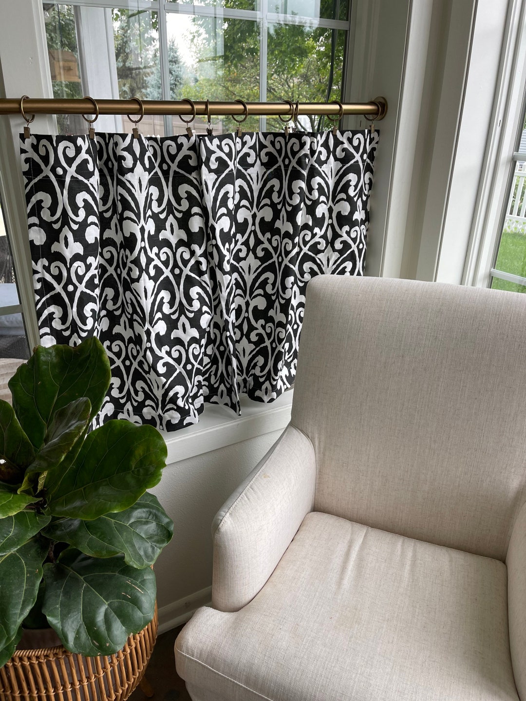 New Field Pattern Damask Cafe Curtains , Tier Curtains, Kitchen ...
