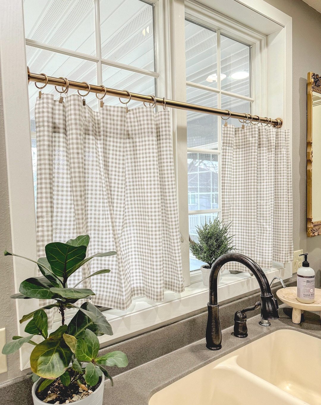 Small Gingham Plaid Cafe Curtains , Tier Curtains, Kitchen Curtains ...