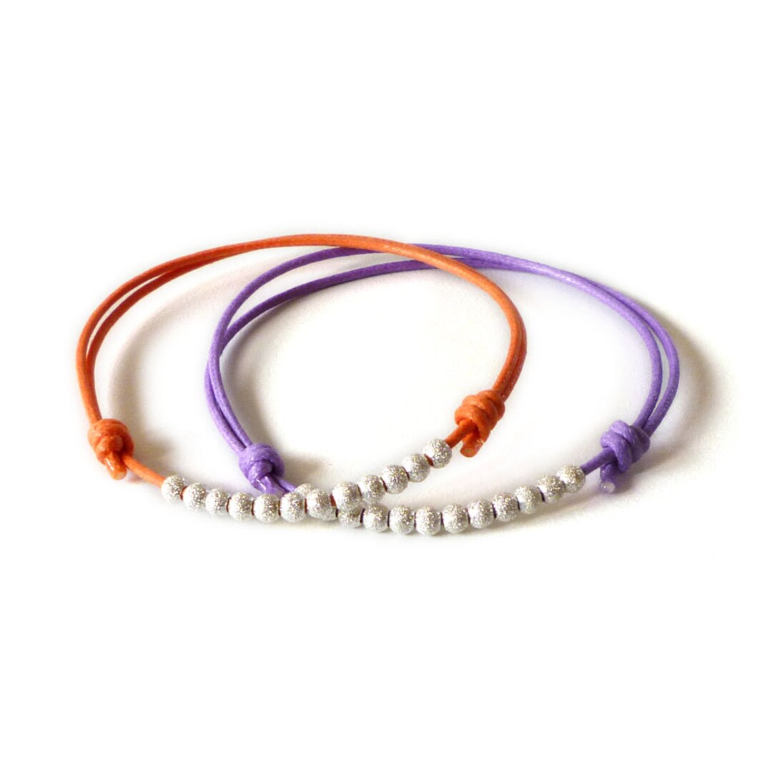 Sparkly Bead and Waxed Cotton Cord Friendship Bracelet Alternating Rose ...