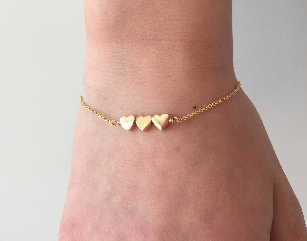 Little Heart Gold Bracelet With Tiny Heart Charms - All Hearts - Etsy