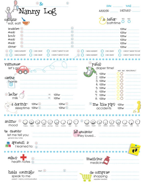 Nanny Log 2 Children infant & Toddler | Etsy