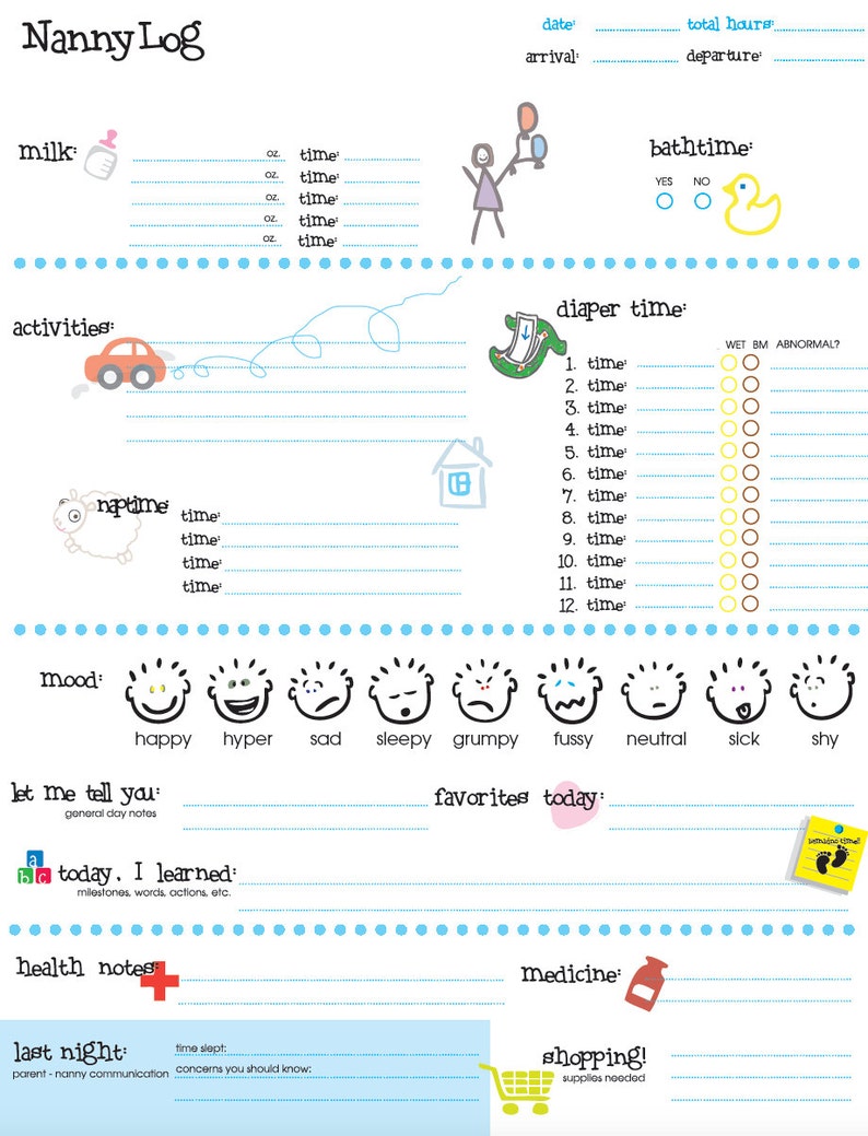 Nanny Log - Infant - Etsy