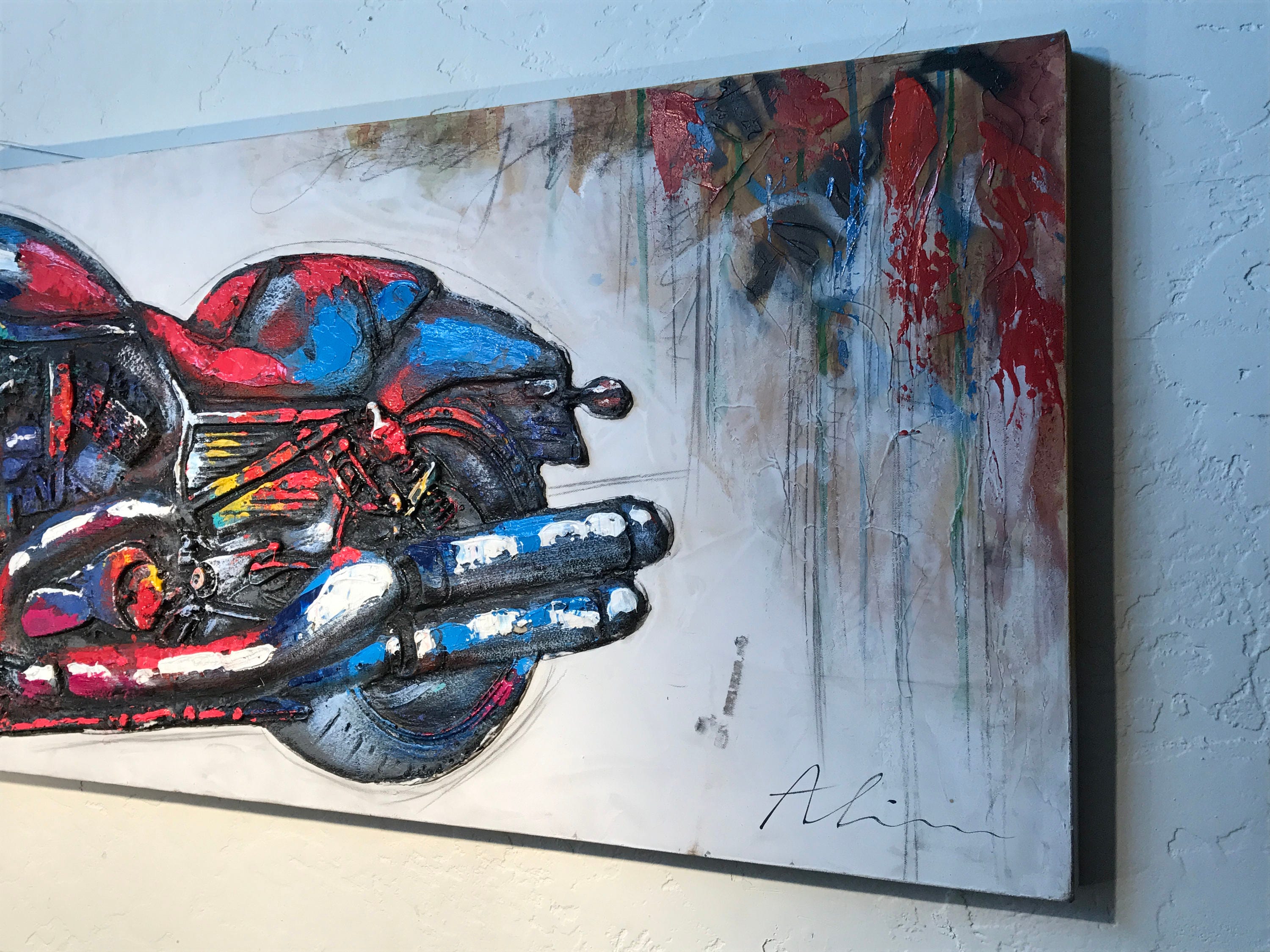 Giant Dimensional Motorcycle Graffiti Art Painting,acrylic - Etsy