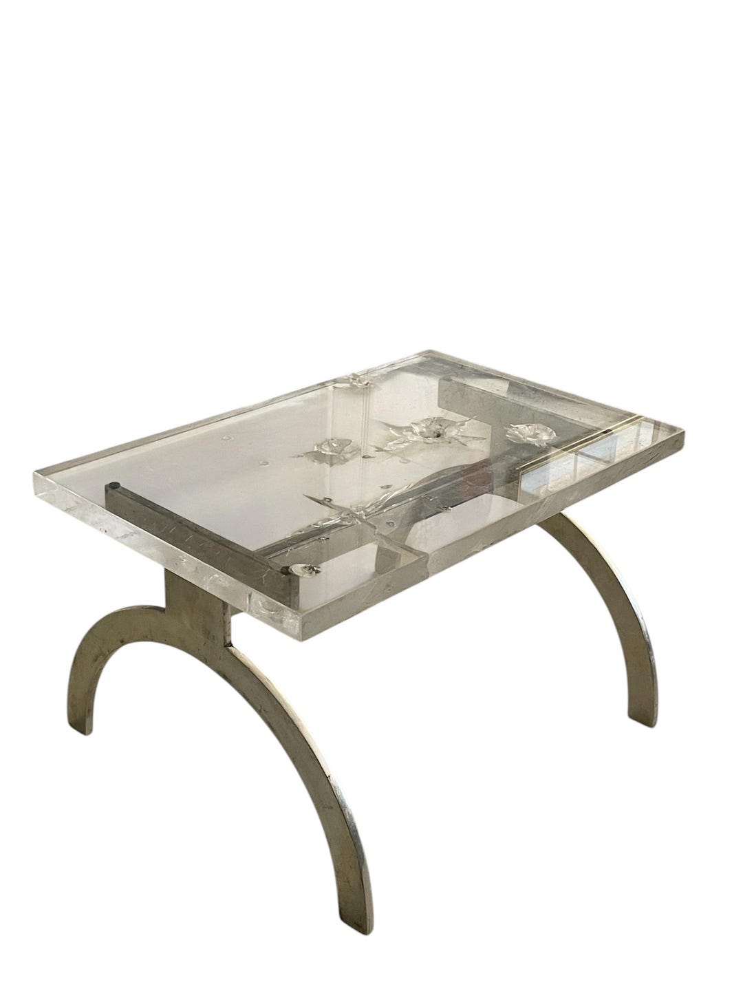 1980'S Mid Century Modern Bullet Riddled Lucite Bank Teller Window ...