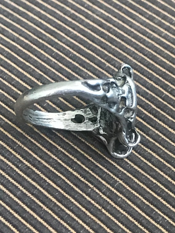 1960s Hippie Rocker Abstract Sterling Ring With Raw T… - Gem