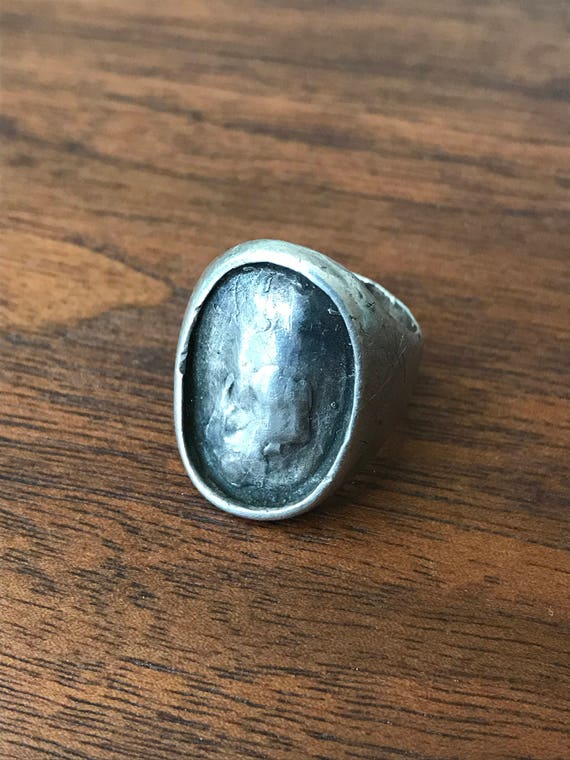 1950s Sterling Silver Ring With Abstract Image | Etsy