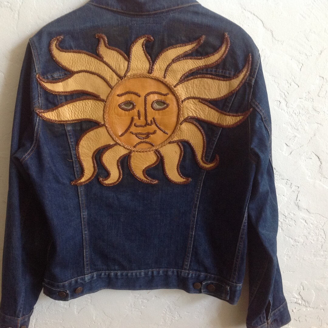 Incredible Levi's Red Tag Hippie Jacket With Embroidered Leather Sun - Etsy