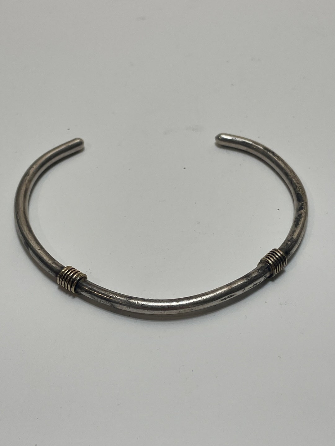 1960s Artisan Hippie Rocker Sterling Silver 14K Gold Cuff Bracelet - Etsy