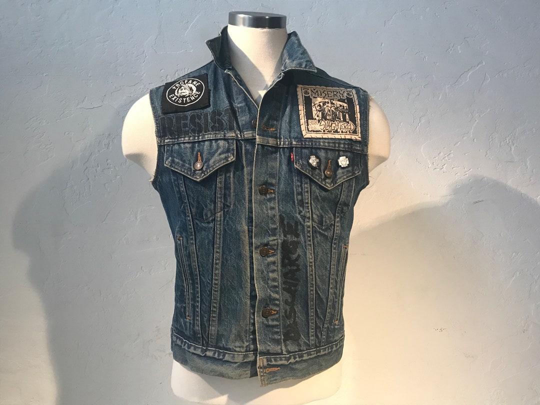 Vintage Denim Vest 80s Levis Biker Rocker Motörhead - Etsy
