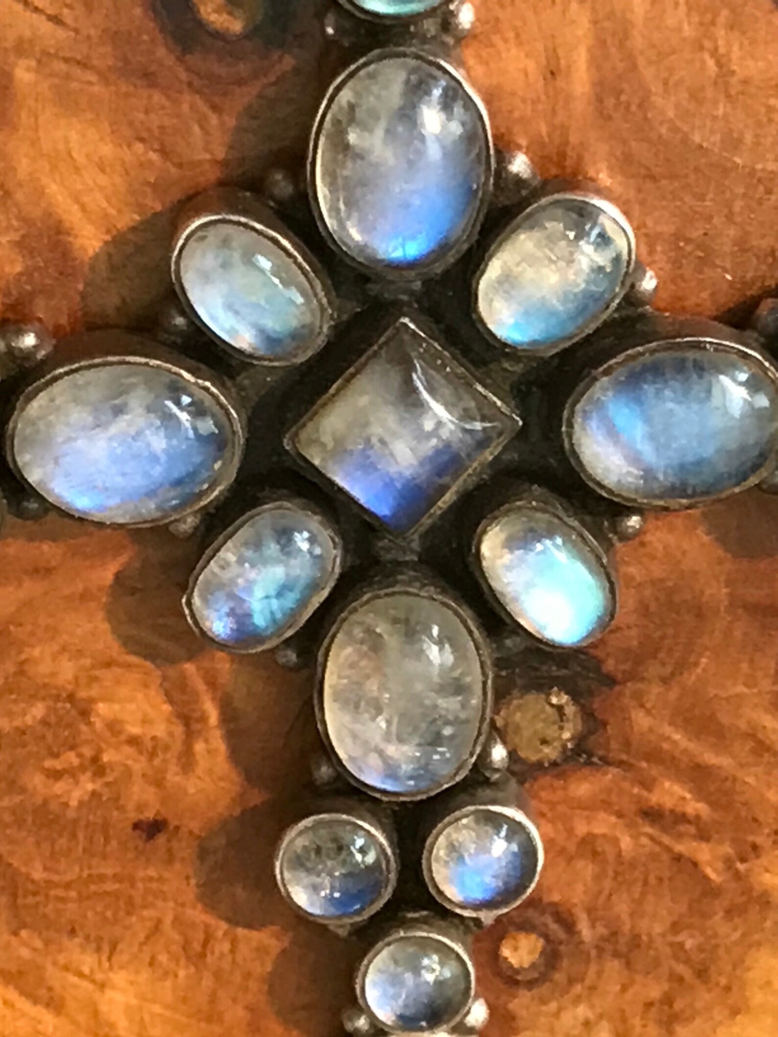 Sterling Silver Moonstone Cross Pendant, Italy - Etsy