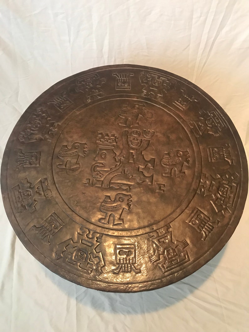 Mythological Hand Tooled Leather Top Table - Etsy