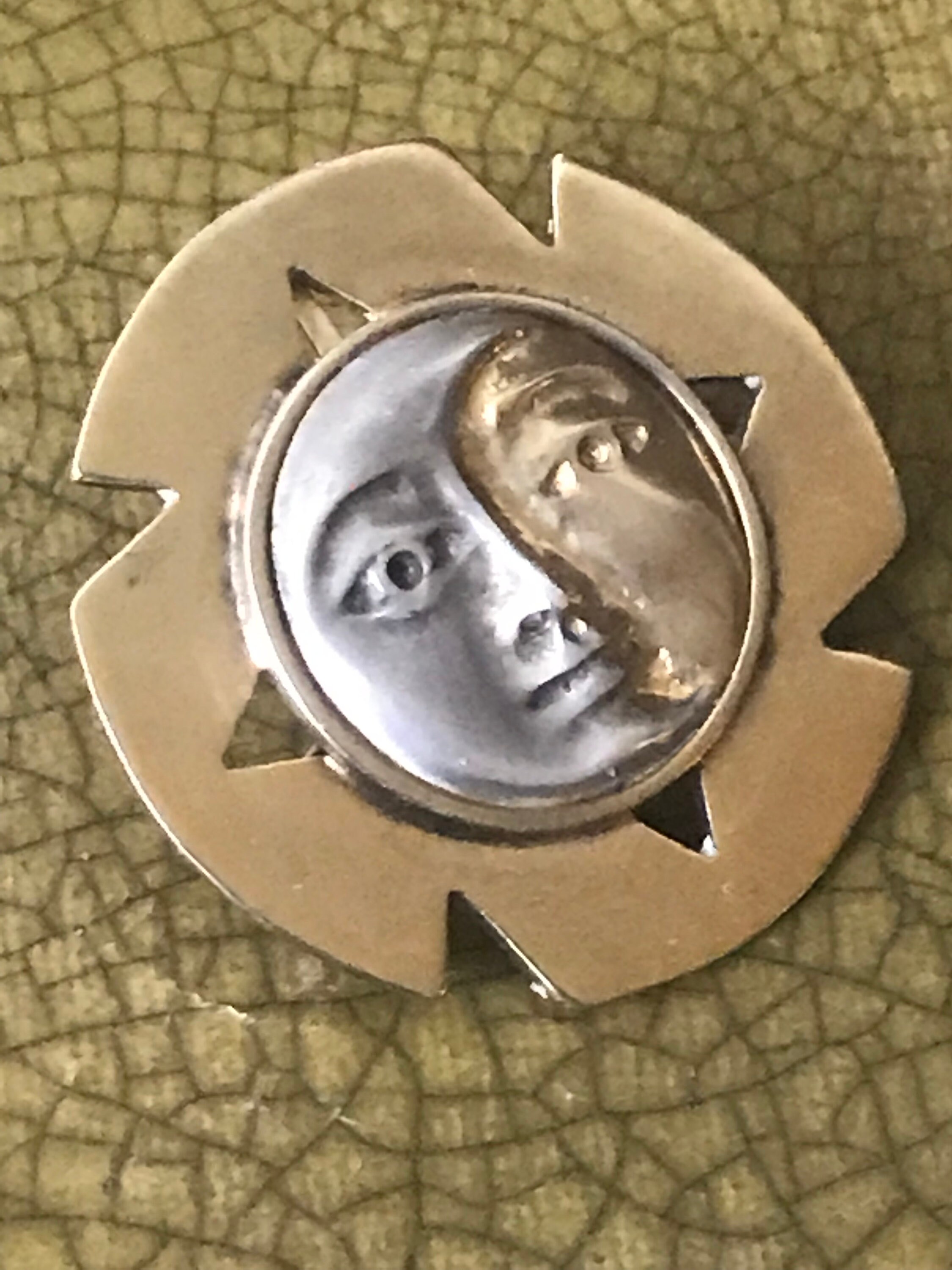 Abstract Magical Silver Gold Moon Sun Pendant Brooch - Etsy