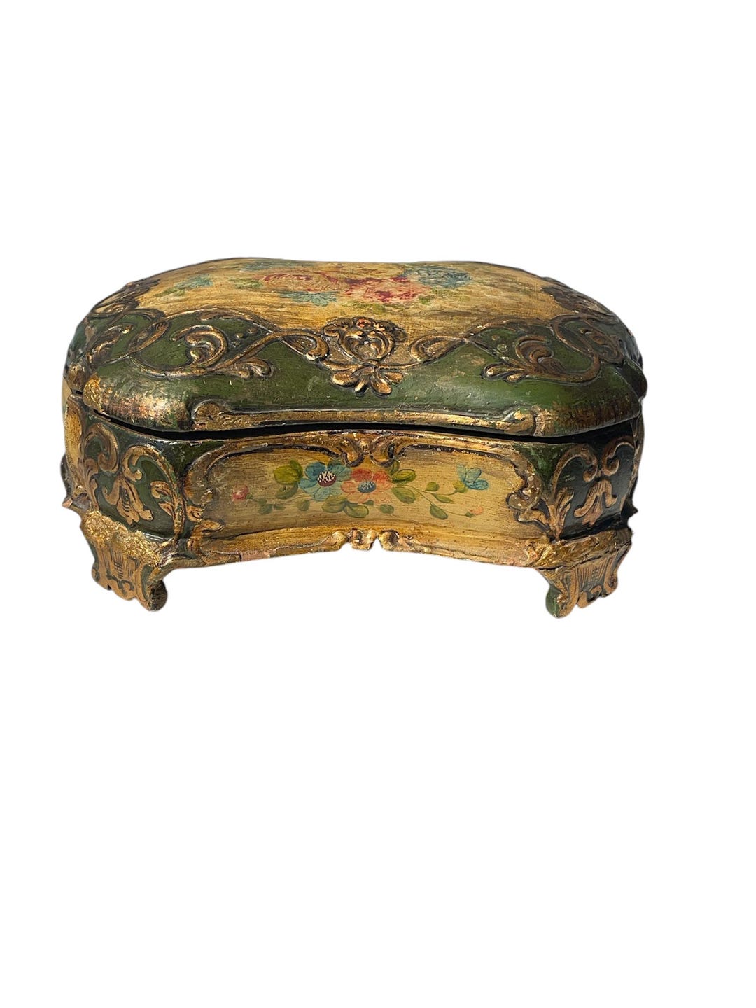 Antique Hand Painted Box Italian Florentine Stationery Box Treasure Box ...