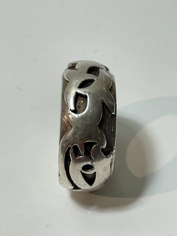 Vintage Heavy Custom Biker Rocker Ring Sterling Silve… - Gem