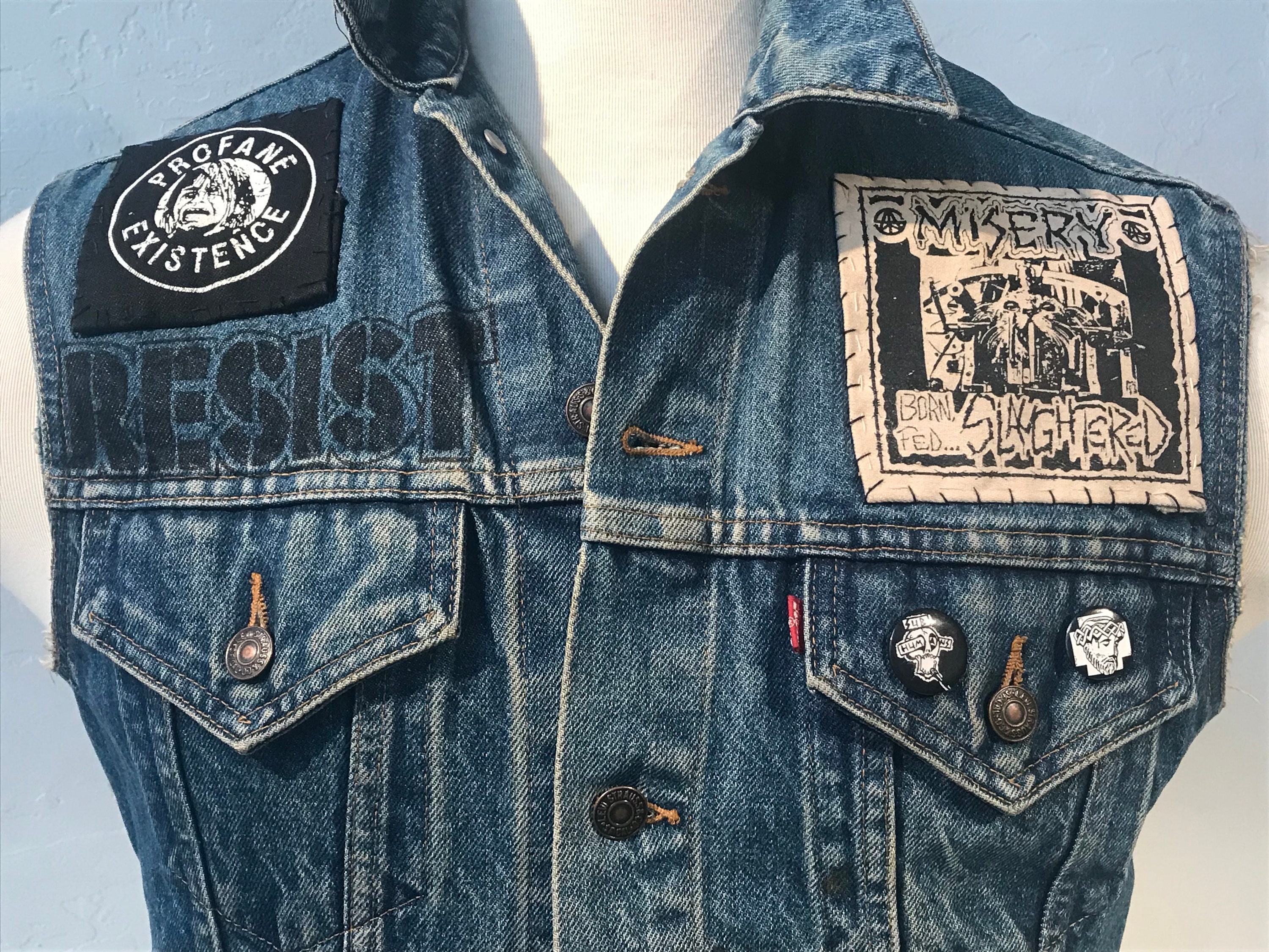 Vintage Denim Vest 80s Levis Biker Rocker Motörhead - Etsy