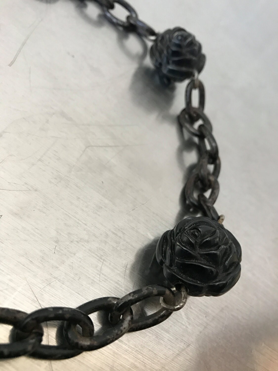 1980s Authentic Gothic Punk Rock Black Rose Chain Necklace - Etsy