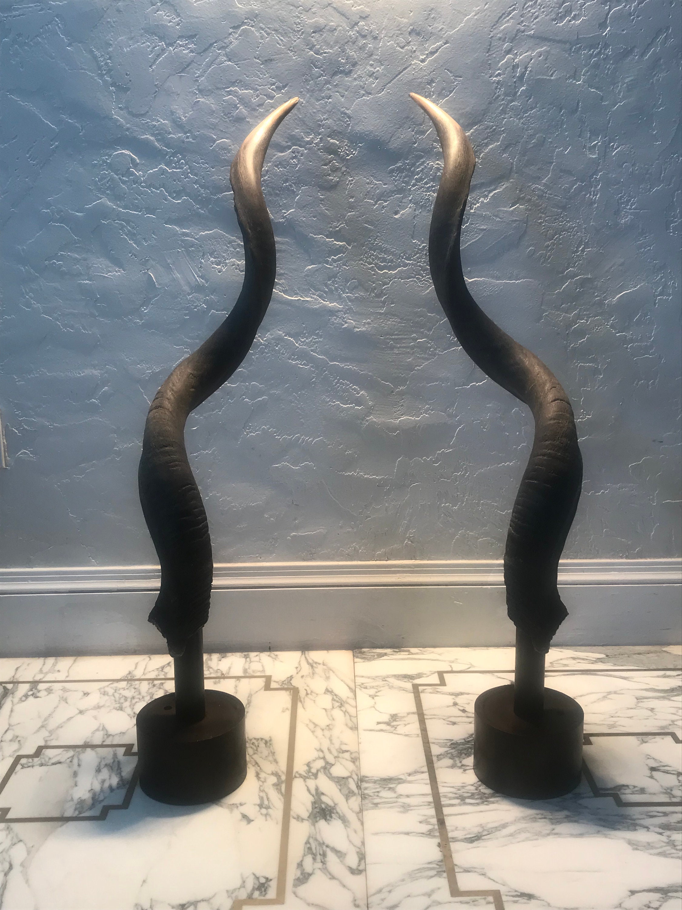 Vintage African Kudu Horn Sculpture on Steel Stand - a Pair - Etsy