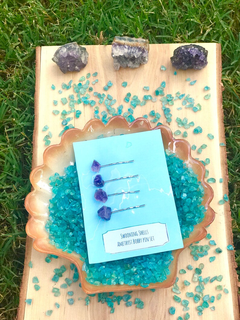 Raw Amethyst Crystal Bobby Pin Set - Etsy