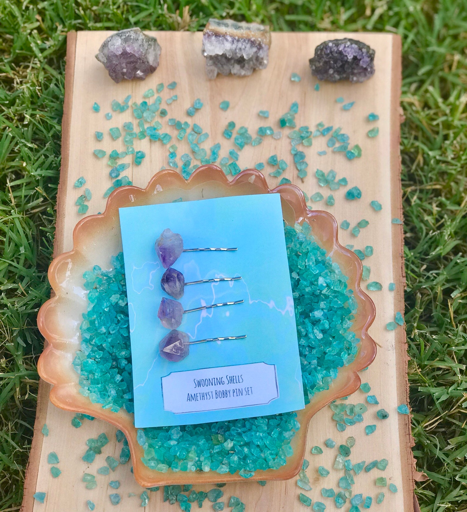 Raw Amethyst Crystal Bobby Pin Set - Etsy