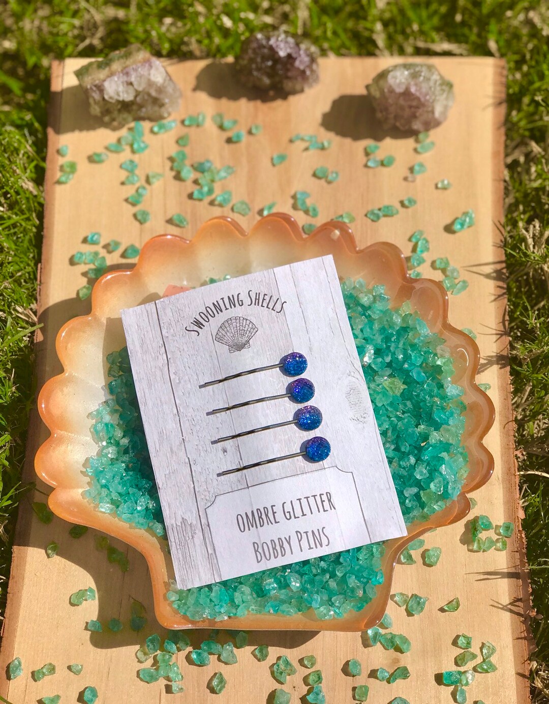 Blue &purple Ombre Glitter Bobby Lin Set - Etsy