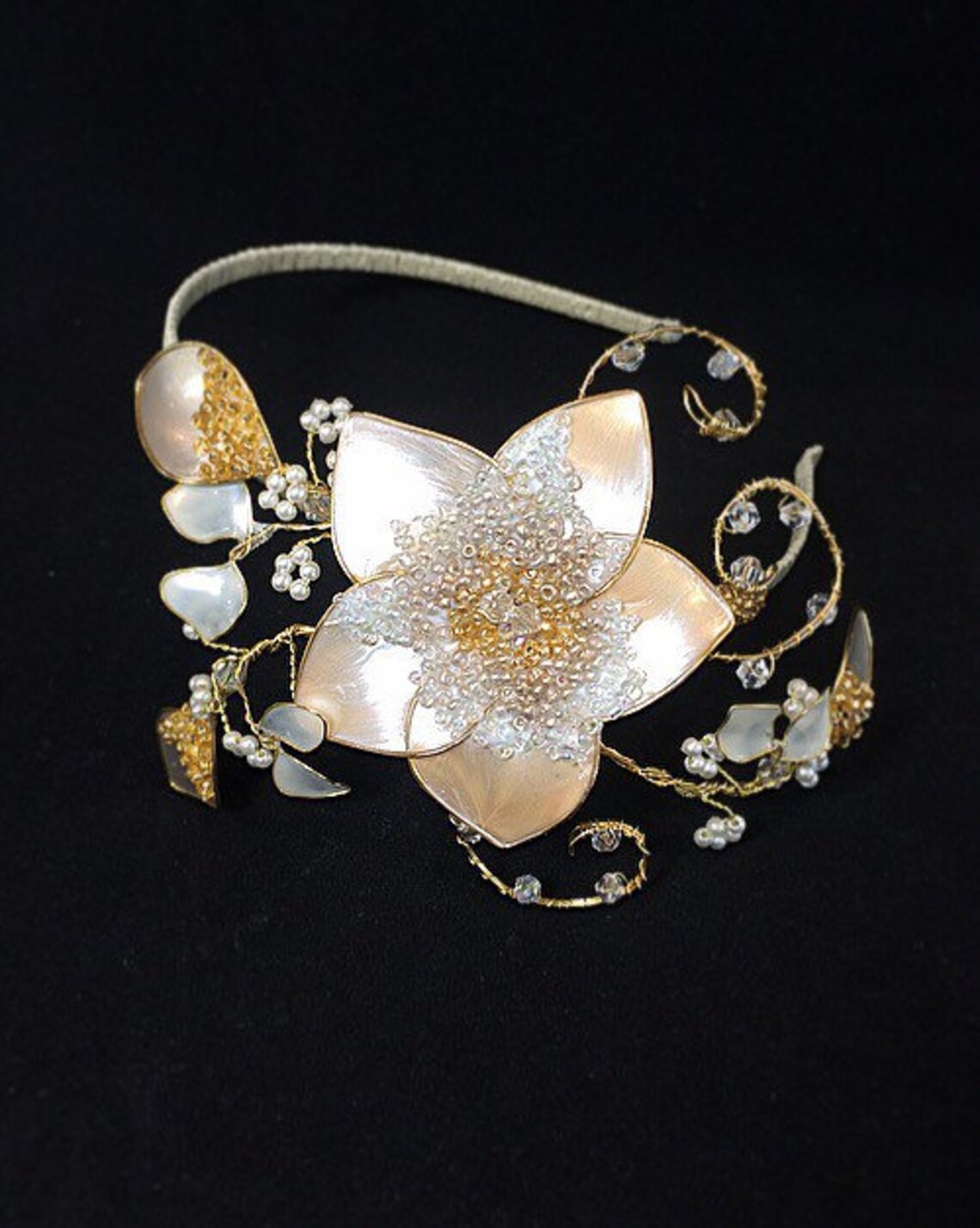 Peach Fascinator Bridesmaid Tiara UK Tiara Oyster Flower - Etsy