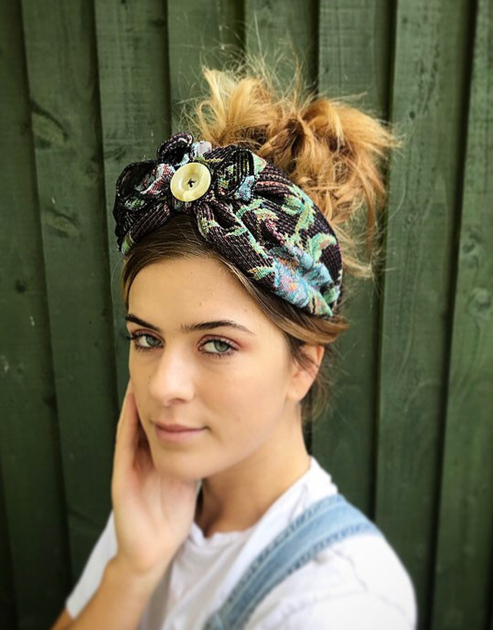 Floral Half Turban Green Blue Turban Alice Band 1940s | Etsy