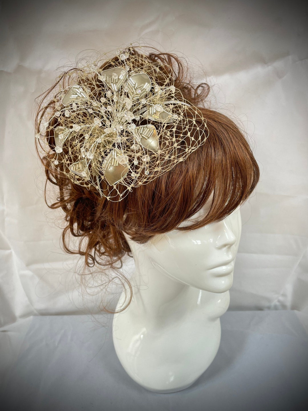 Champagne Fascinator, Mother of the Bride, Gold Fascinator, Wedding Hat ...