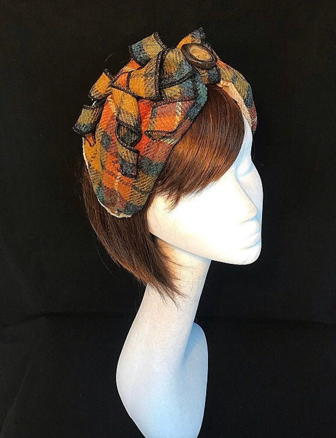 Tartan Half Turban, Tartan Turban Alice Band, Landgirl Scarf, Hippie ...