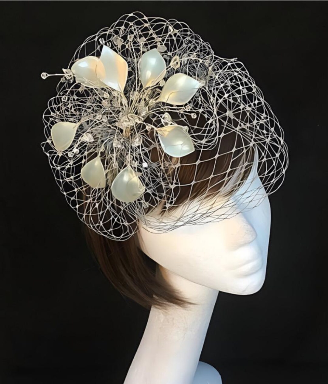 Silver Fascinator, Veiled Fascinator, UK Fascinator, Bespoke Wedding ...