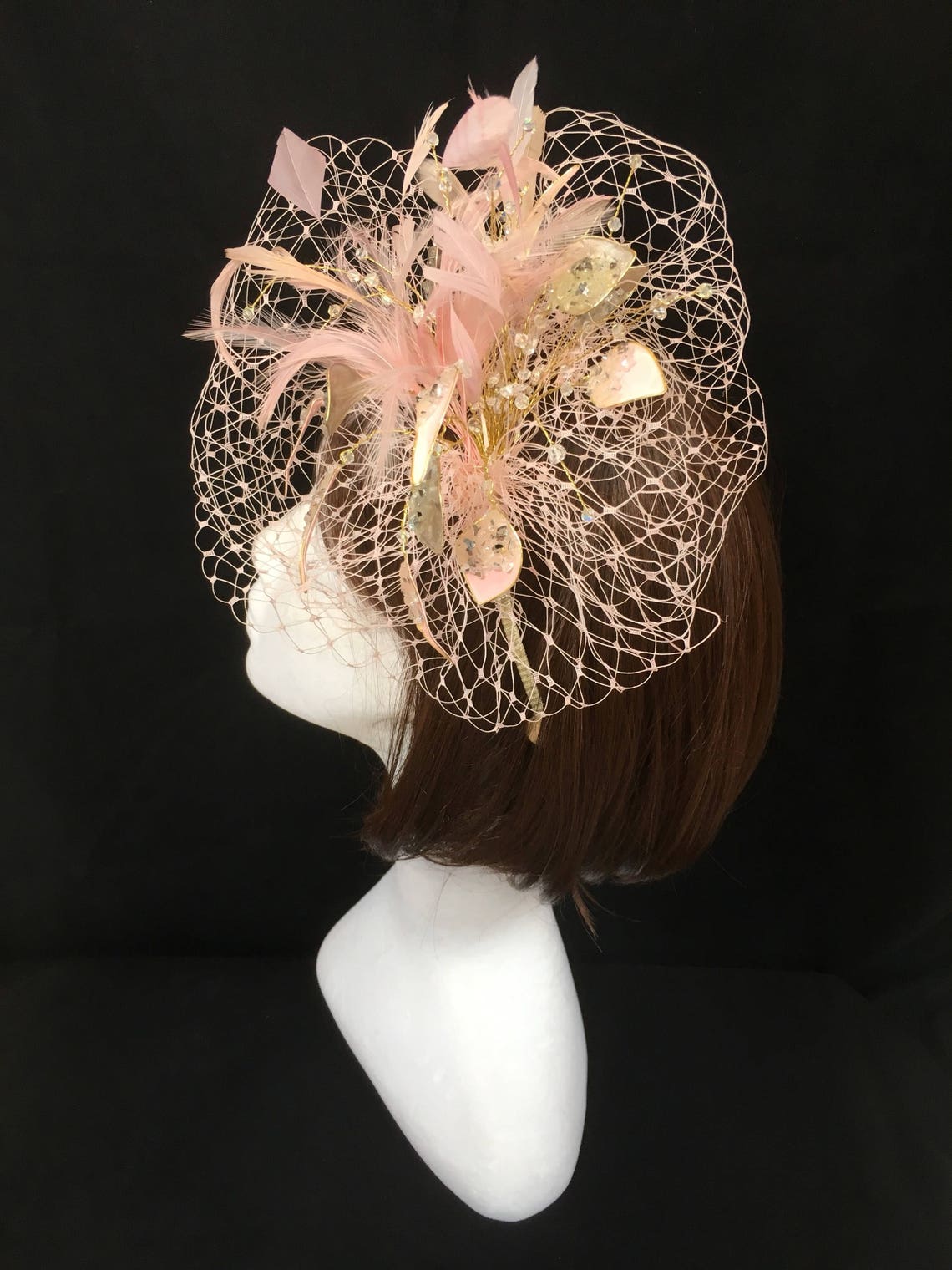 Apricot Peach Gold Fascinator Mother of the Bride UK Veiled | Etsy
