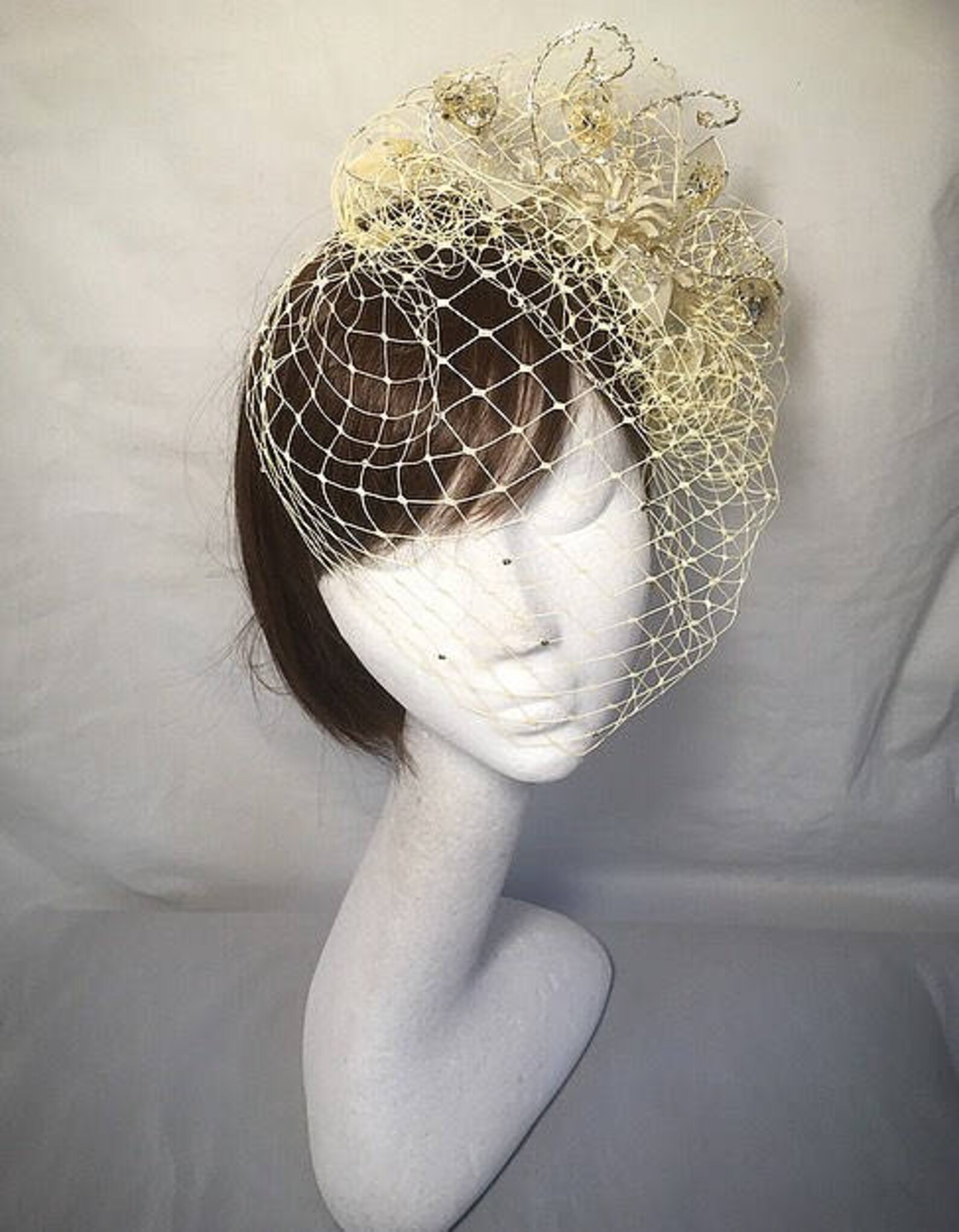 Cream Fascinator, Gold Silver Fascinator, Mother of the Bride, Bespoke ...