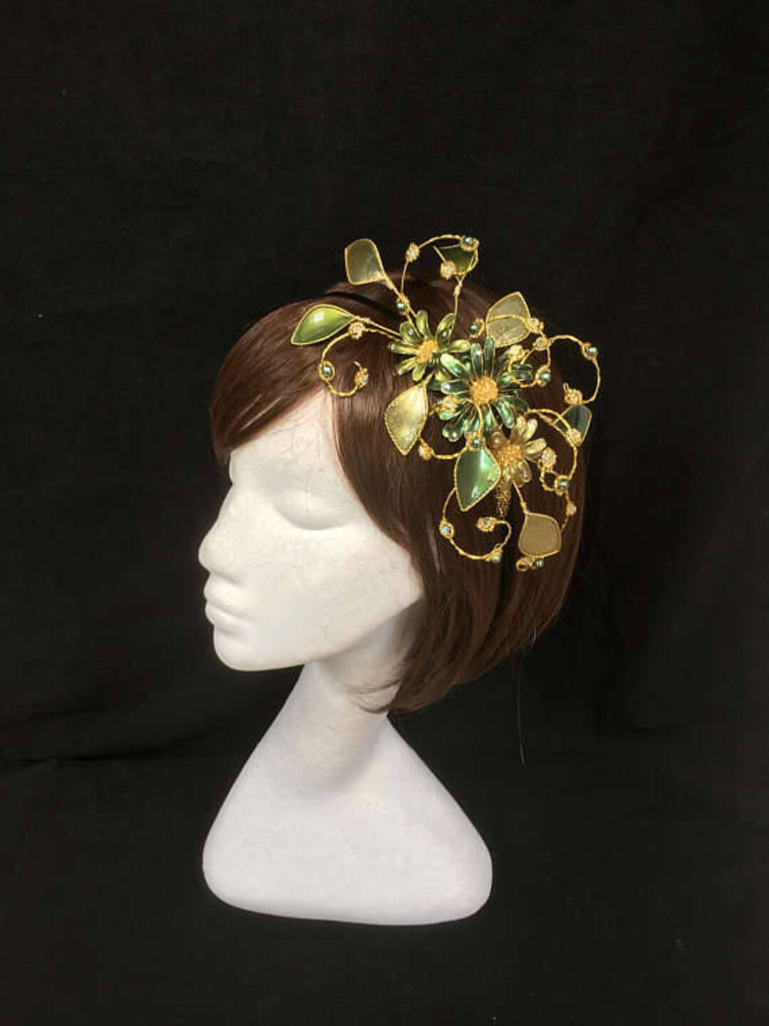 Green Fascinator, Summer Tiara, Flower Fascinator, Wedding Fascinator ...