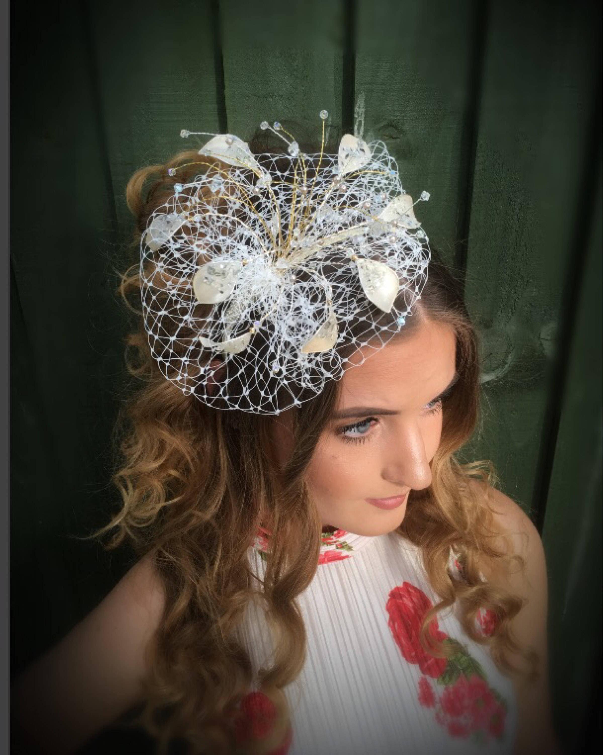 Silver and gold fascinator pale gold fascinator UK | Etsy