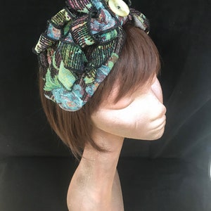 Floral Half Turban, Green Blue Turban, Alice Band, 1940s Turban ...