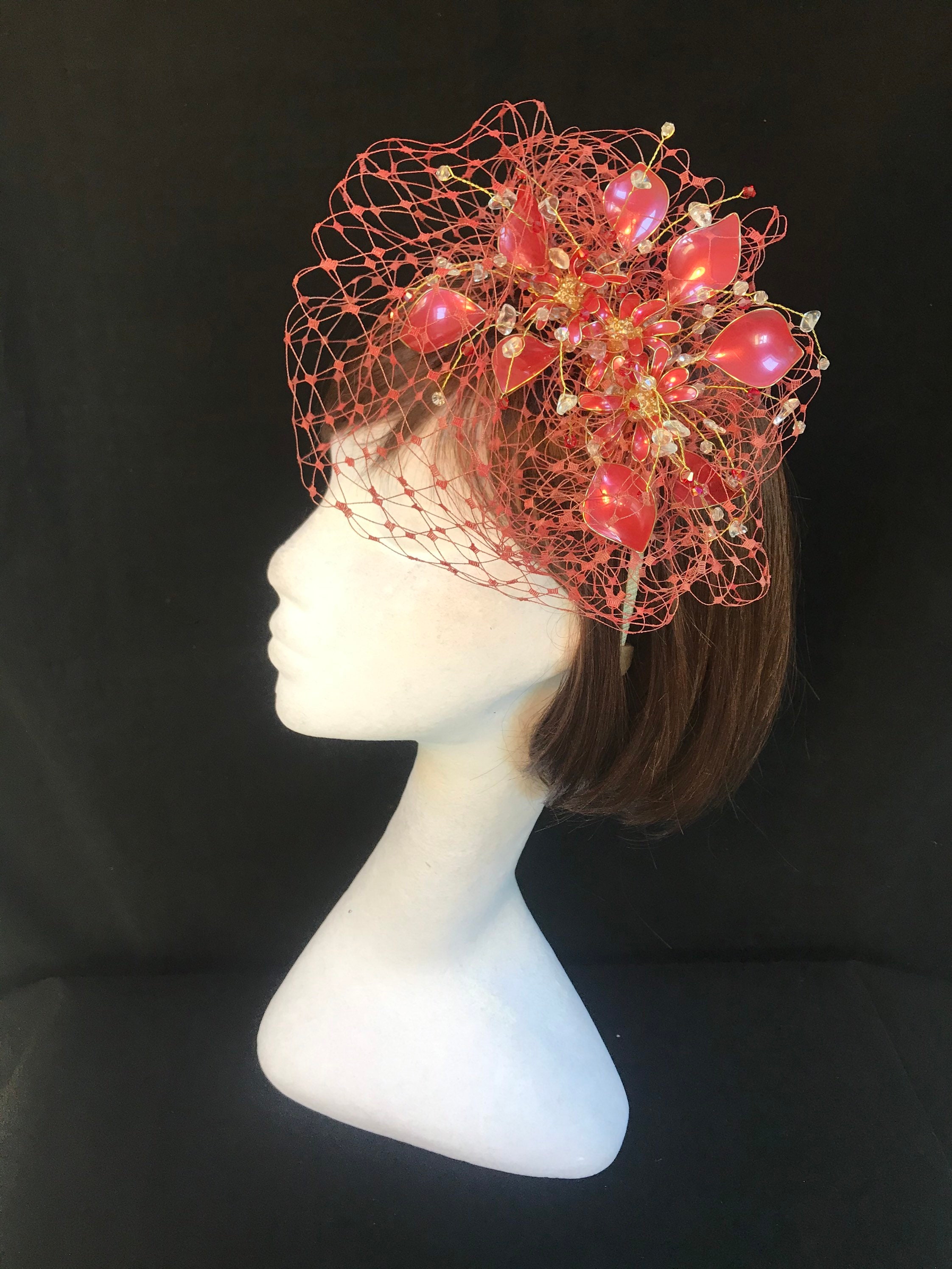 Coral and Gold Fascinator Bespoke Fascinator Mother of the - Etsy Singapore