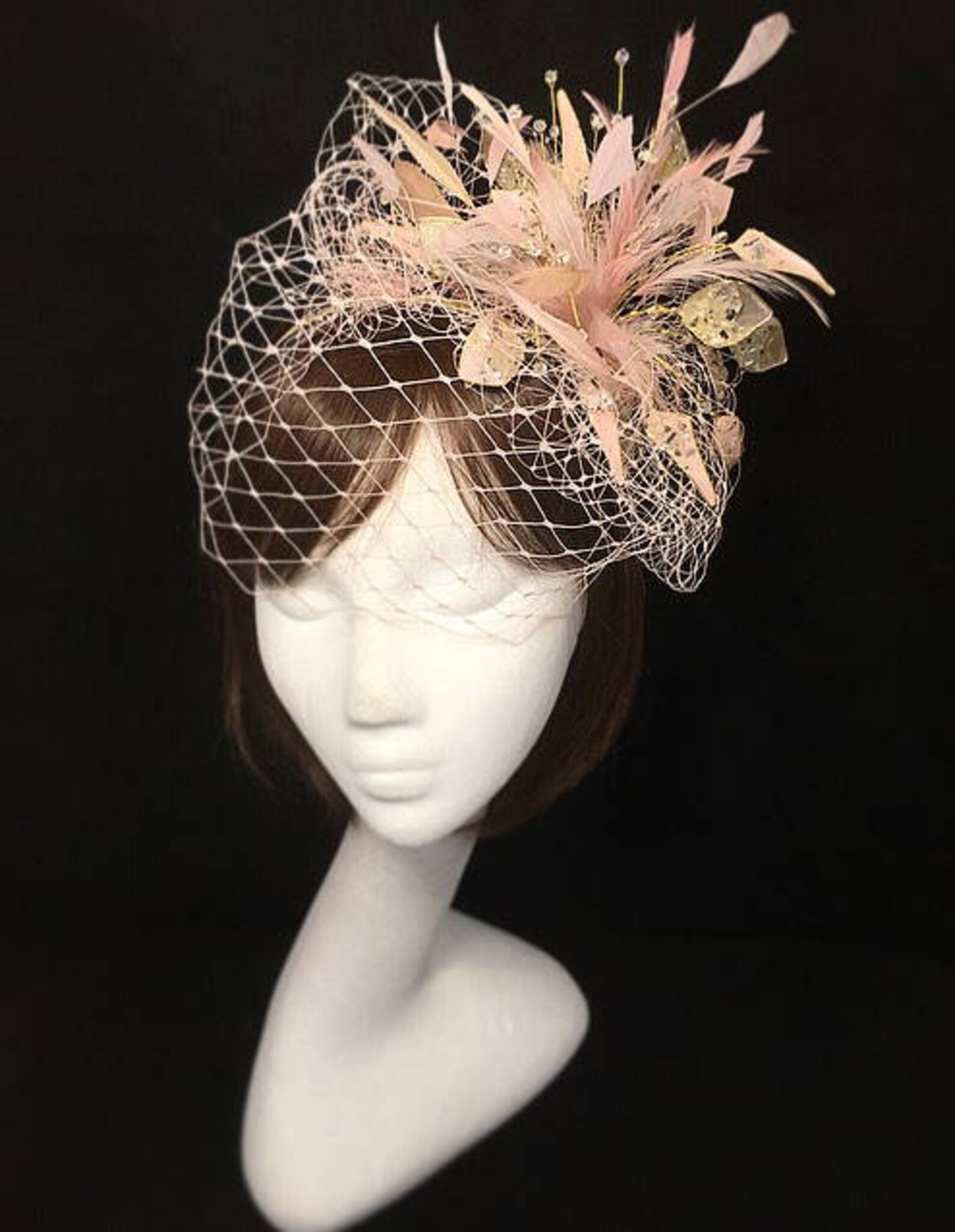 Apricot Peach Gold Fascinator Mother of the Bride UK Veiled | Etsy