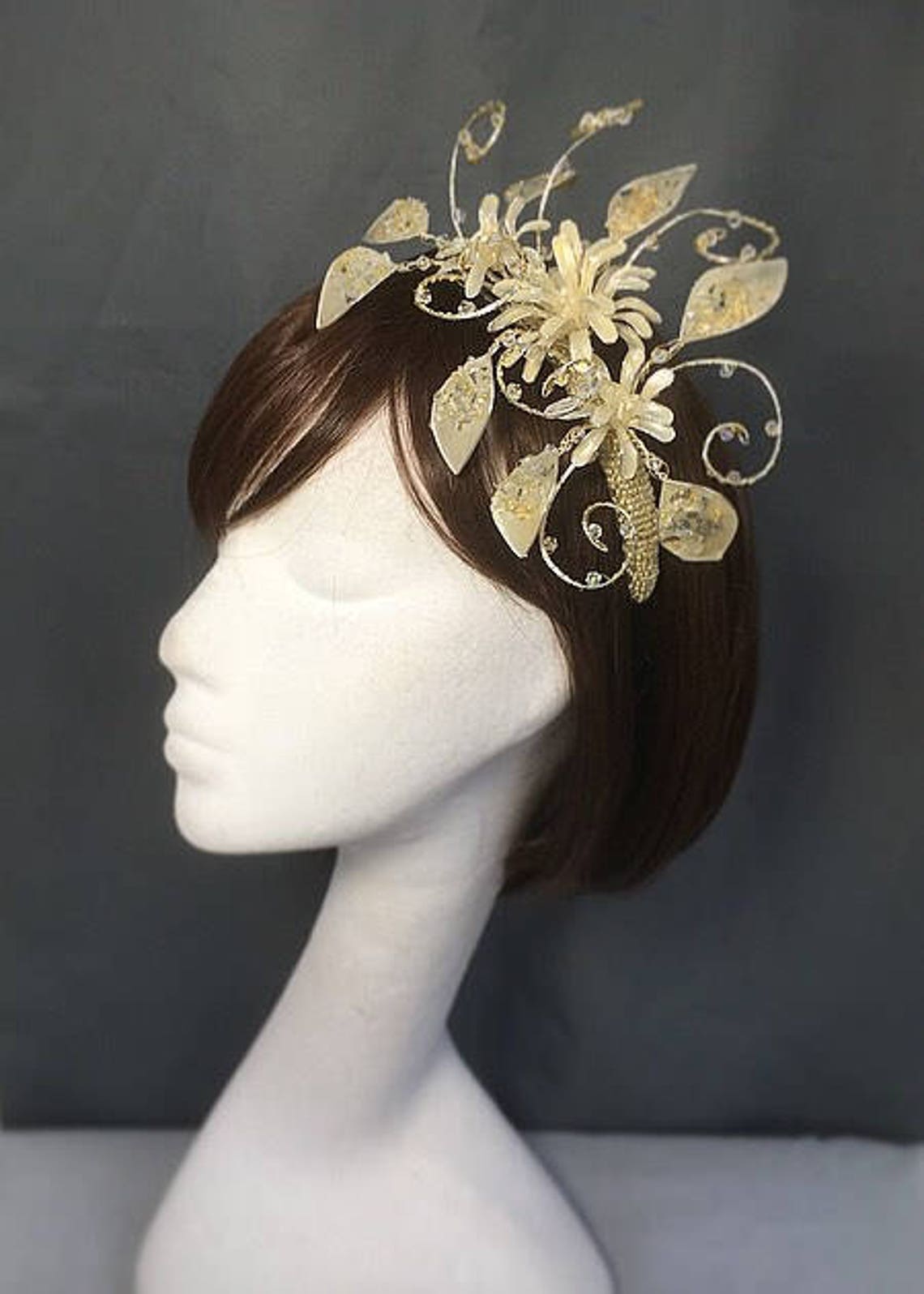 Cream Fascinator Gold Silver Fascinator Mother of the Bride - Etsy