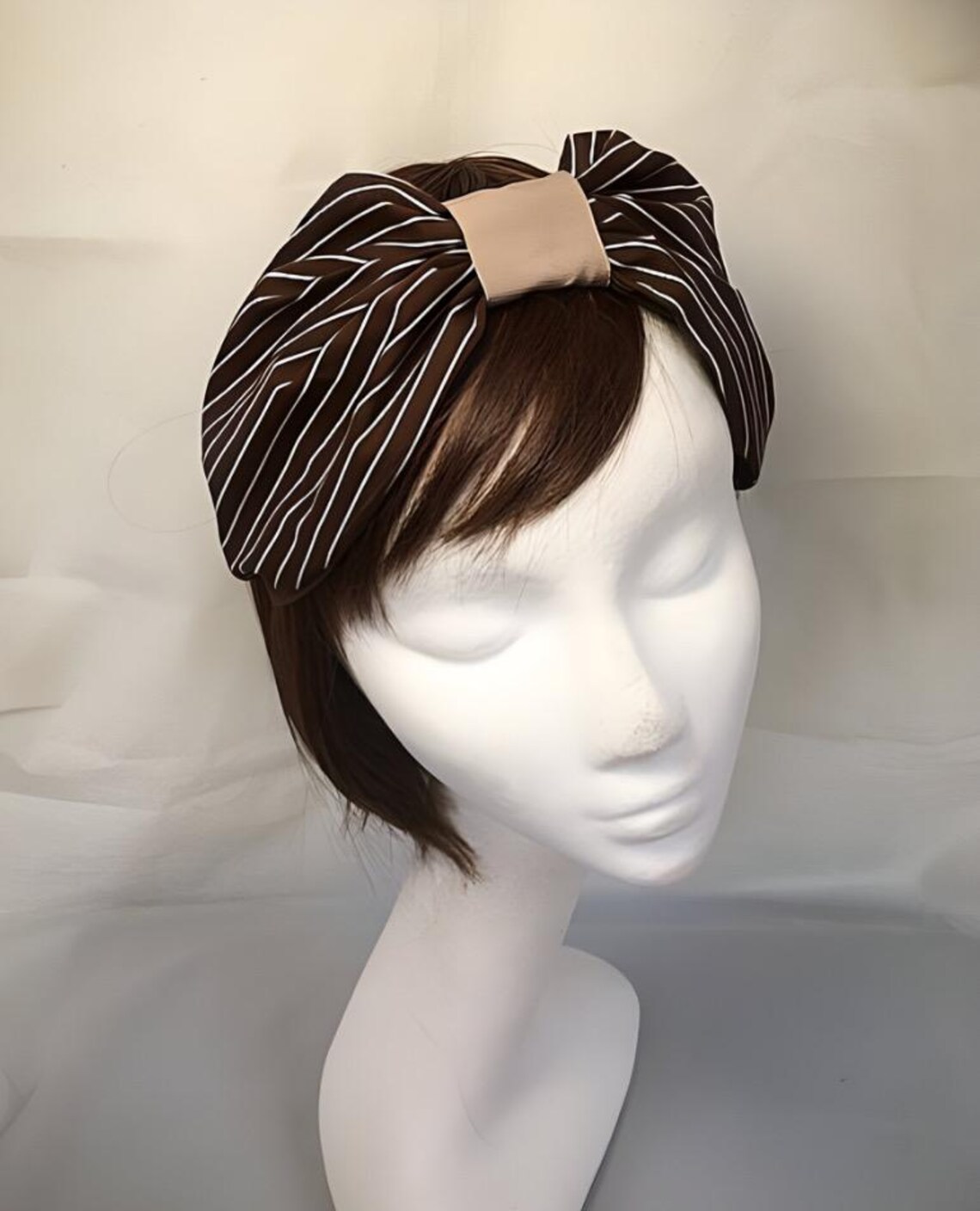 Striped Turban, Headscarf, Vintage Hairband, Brown Scarf, Headband ...