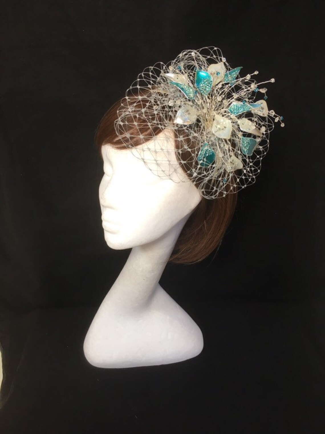 Teal and Silver Fascinator, Mother of the Bride, Summer Wedding ...