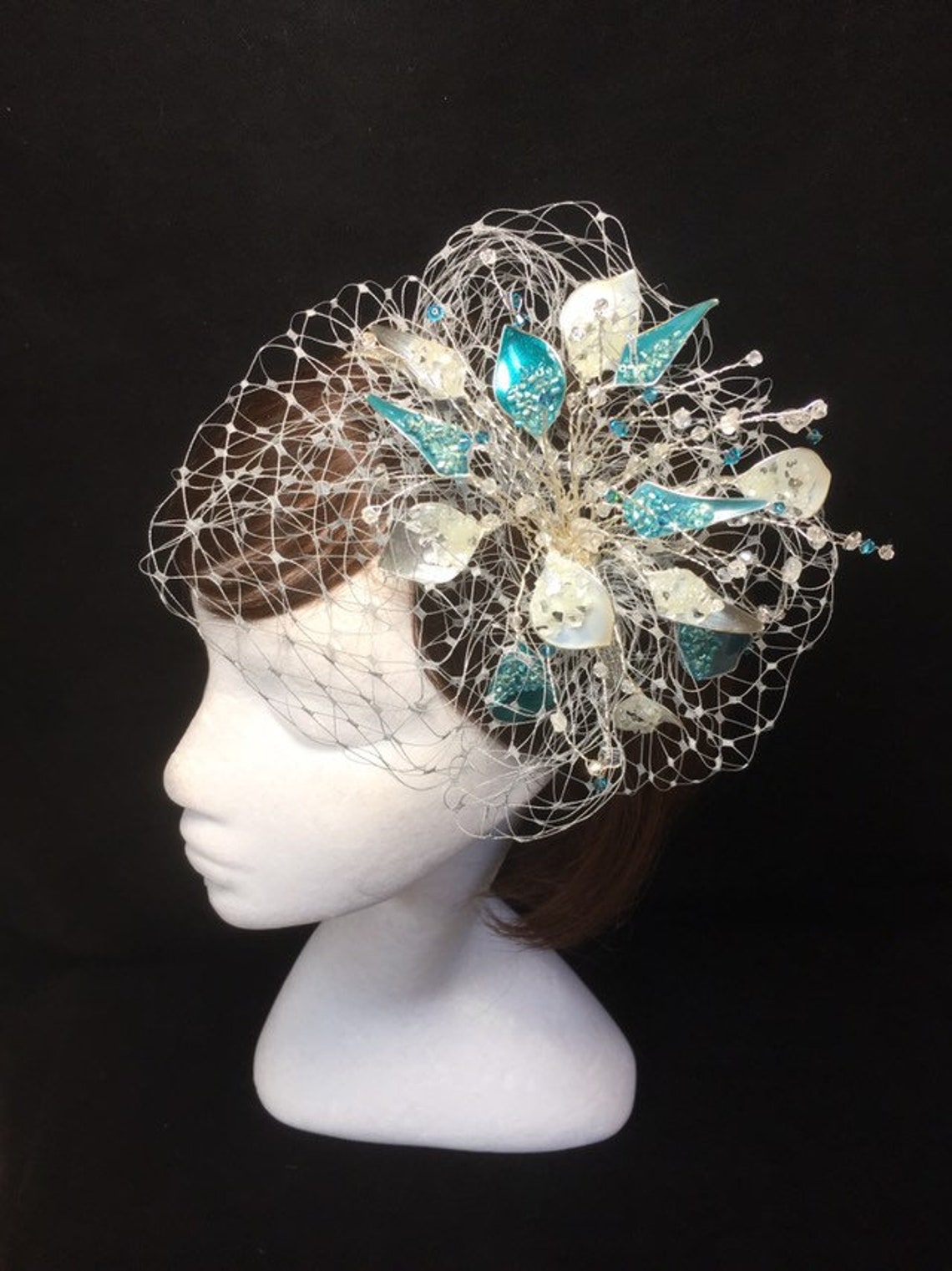 Teal and Silver Fascinator, Mother of the Bride, Summer Wedding ...