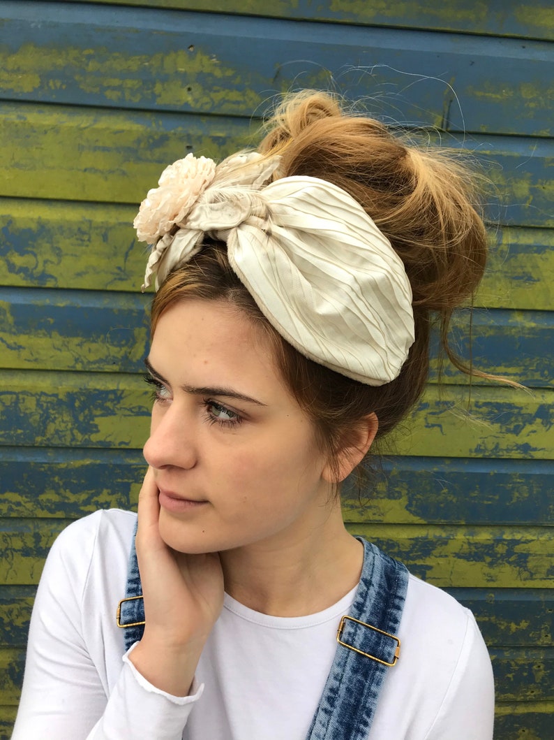 Cream Floral Turban Band Bridal Half Turban Turban 1940s - Etsy