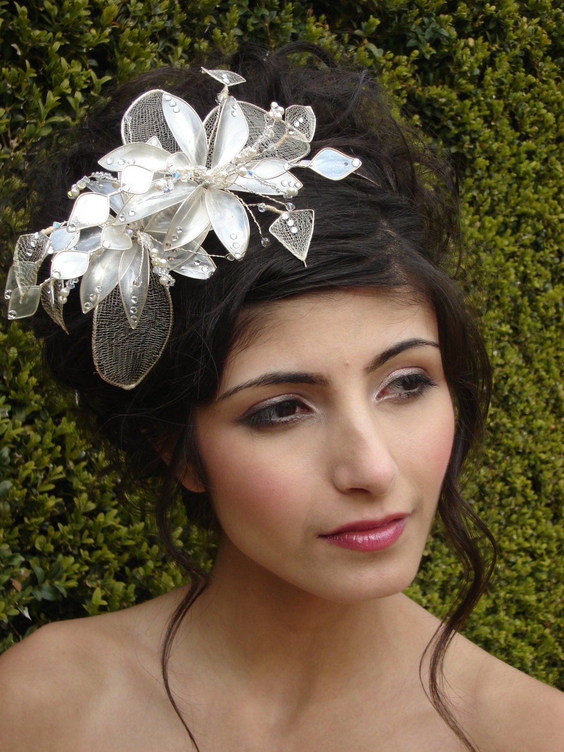 Silver Wedding Side Tiara Unique Tiara Wedding Fascinator UK Tiara Flower Wedding Headdress Unique Wedding Tiara Etsy UK
