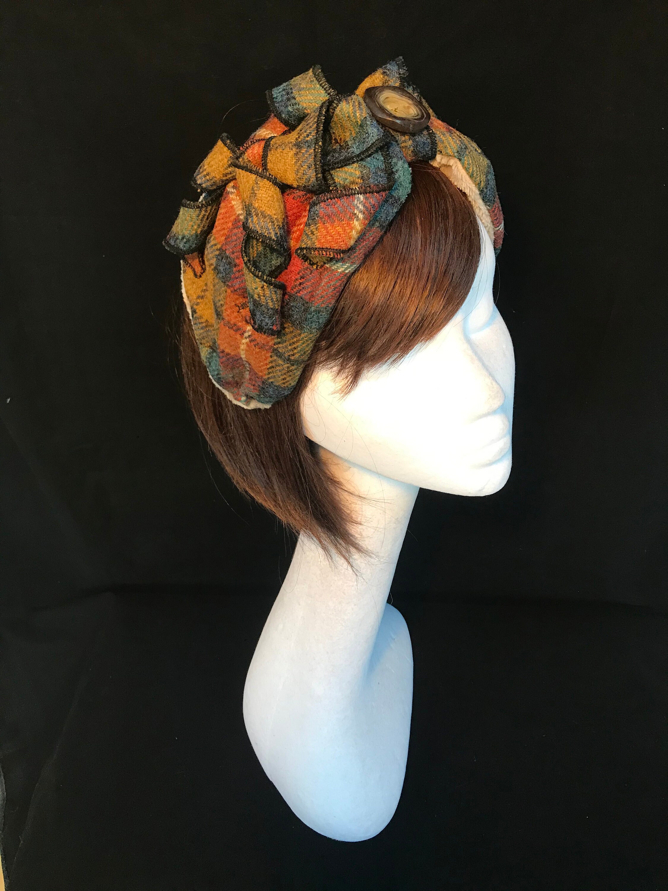 Tartan half turban tartan turban alice band landgirl scarf | Etsy