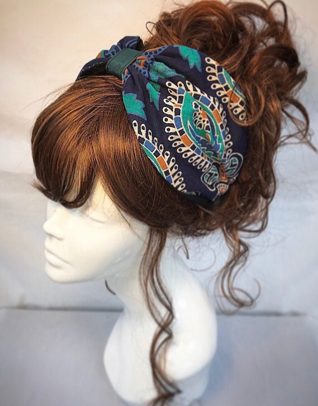 Ethnic Print Turban Band, Hair Turban, Alice Band, Blue Print Headband ...
