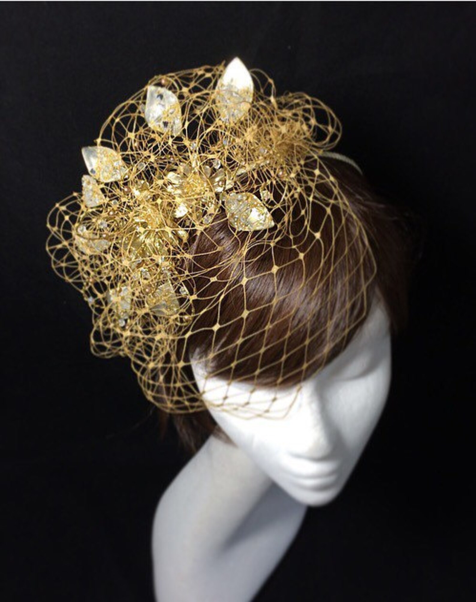 Gold Fascinator Gold Veiled Hat Summer Wedding Wedding Hat - Etsy