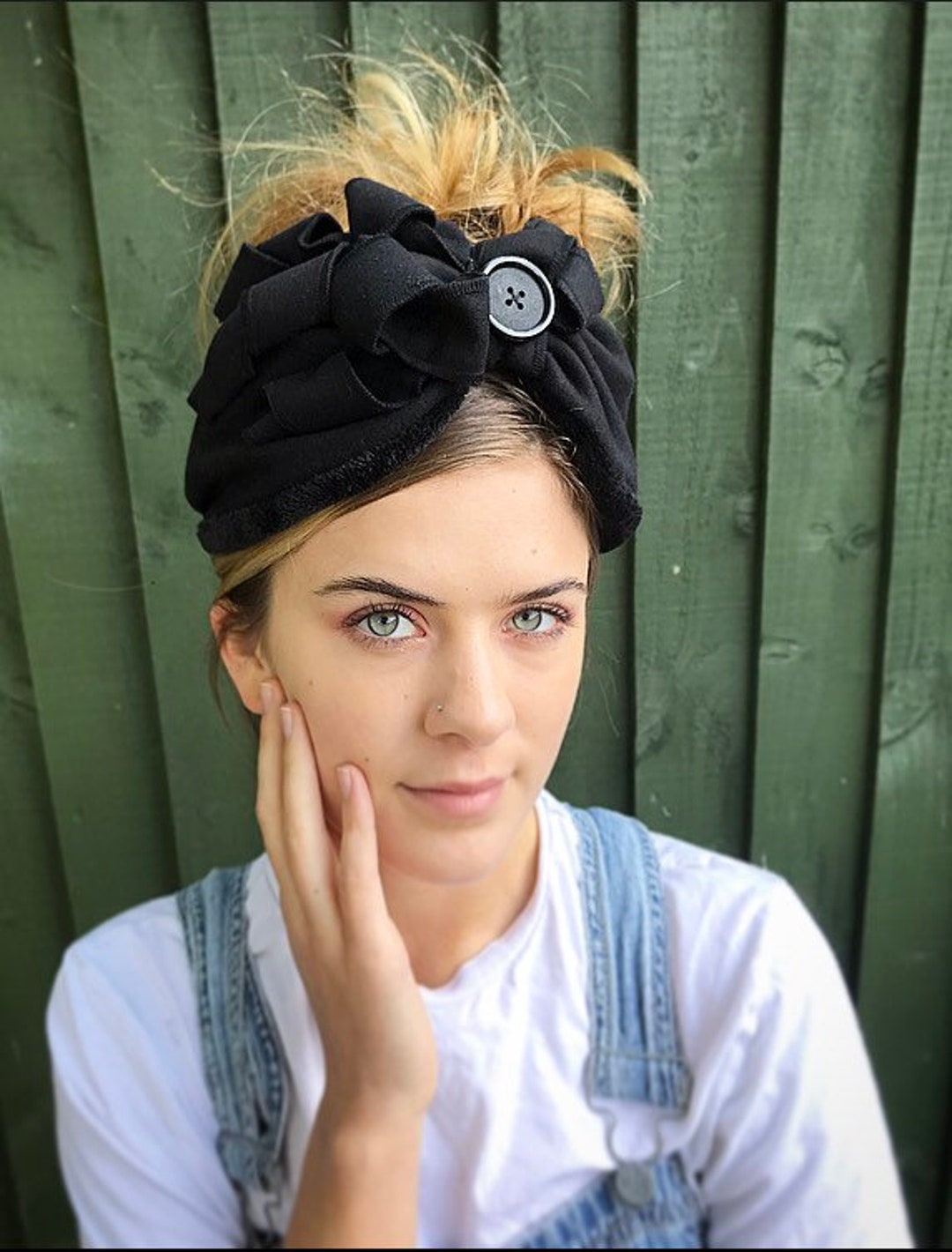 Black Half Turban, Turban, Alice Band, 1940s Turban, Headscarf, Hippie ...